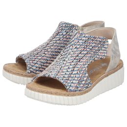 Rieker Damen Schaftsandale, Gr. 42, bunt, Lederimitat, Textil, Flechtoptik, metallic, Schuhe, Sommerschuh, Urlaubsschuh, Plateausandale mit