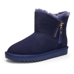 Ara Damen Winterboots "ALASKA Short Zip", Gr. 38, blau, Lammfell, Veloursleder, unifarben, Schuhe, Stiefel aus echtem Lammfell mit Rei&szlig;verschluss,