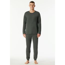 Schiesser Herren Schlafanzug "Modern Nightwear", Gr. 50, grau, Single Jersey, Obermaterial: 100% Baumwolle, Homewear-Sets, seitliche Taschen,