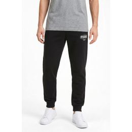 Puma Herren Trainingshose "ESS LOGO LAB STORY 1 SWEATPANTS TR CL", schwarz, Gr. M, bedruckt, Sweatware, Obermaterial: 68% Baumwolle, 32% Polyester,