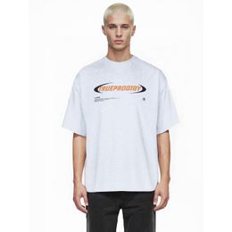 Trueprodigy Herren Oversize-Shirt "Ravi Logo Print Oversized Rundhals", grau, Gr. S, Obermaterial: 50% Baumwolle CO. 50% Polyester PES., Shirts
