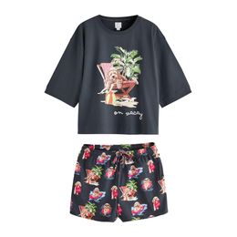 next Short Pajama Set female size XXL/XXXL marine blue / Caramel / Green / Red