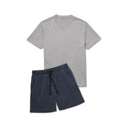 Tchibo - Shorty-Pyjama-Set - Herren - Gr. L - dunkelblau/gestreift