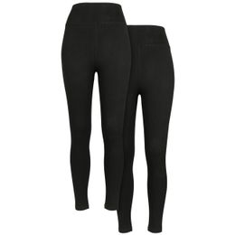 Urban Classics Damen Leggings "Urban Classics Damen Ladies High Waist Jersey Leggings 2-Pack", schwarz, Gr. XS, unifarben, 95% Baumwolle, 5%