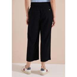 Cecil Damen Culotte, schwarz, Gr. L, unifarben, Web, 75% Baumwolle, 25% Modal, Hosen, aus Seersucker-Material