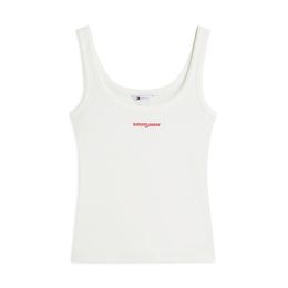 Tommy Jeans Top 'Logo Embroidery Slim Tank' Damen Gr&ouml;&szlig;e XXS rot / wei&szlig;