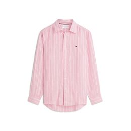 Tommy Hilfiger Button Up Shirt 'Regular Fit Textured Stripe Pure' male size XS Light pink / White