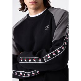 Champion Herren Sweatshirt "Sports-inspired Interlock Crewneck with Tape detailing", schwarz, Gr. XXL, Obermaterial: 82% Baumwolle, 18% Polyester,
