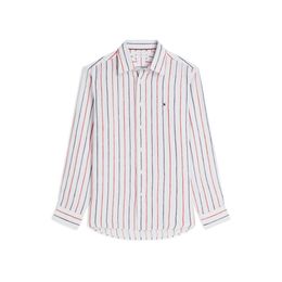 Tommy Hilfiger Button Up Shirt 'Regular Fit Textured Stripe Pure' male size XXL Opal / Cherry red / White