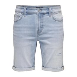 Only & Sons ONLY & SONS Herren Jeansshorts "ONSPLY JOG LBD R0027 ANA DNM SHORTS NOOS", blau, Gr. S, Abriebeffekte, Destroyed-Effekte, Denim/Jeans, Obermaterial: