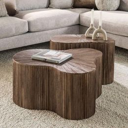 Pharao24.de Zweisatztisch Beistelltische in organischer Form aus Teak Massivholz (zweiteilig)