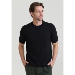 FELIX HARDY Herren T-Shirt "Basic-Strick-T-Shirt mit Rundhalsausschnitt", schwarz, Gr. L, 100% Baumwolle, Shirts
