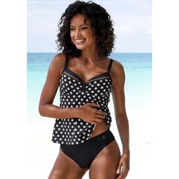 Lascana Damen B&uuml;gel-Tankini, schwarz, Gr. 40, gepunktet, Recycling-Polyamid, Bikini-Sets, mit s&uuml;&szlig;en Tupfen