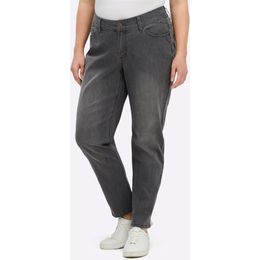 sheego Damen 5-Pocket-Jeans, grau, Gr. 42, unifarben, 99% Baumwolle, 1% Elasthan, Jeans