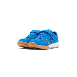 Hummel M&auml;dchen Hallenschuh "MULTIPLAY FLEX VC JR", Gr. 27blau, wei&szlig;, Synthetik, Schuhe, Indoor Sportschuhe mit Klettverschluss, nicht abf&auml;rbende Sohle