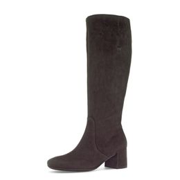 Gabor Damen Stiefel "MILANO", Gr. 43, braun, Ziegenveloursleder, unifarben, Schuhe, Blockabsatz, Businesstiefel, Langschaftstiefel in Weite G (= weit)