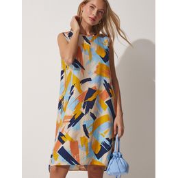 Happiness İstanbul Kleid Damen Gr&ouml;&szlig;e 36 ecru / navy / hellblau / orange Sommerkleid