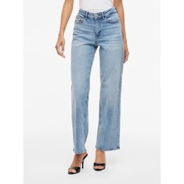 Vila Damen Straight-Jeans "VILISA RW STRAIGHT JEANS ROS - NOOS", blau, Gr. 34, unifarben, Denim/Jeans, Obermaterial: 79% Baumwolle, 20% Polyester, 1%