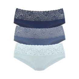 Vivance Damen Slip, Gr. 32, blau, Single Jersey, Obermaterial: 95% Baumwolle, 5% Elasthan. Spitze: 93% Polyamid, 7% Elasthan (LYCRA), unifarben,