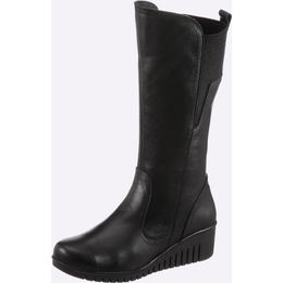 Gemini Damen Stiefel, Gr. 37, schwarz, Glattleder, Basic, Schuhe