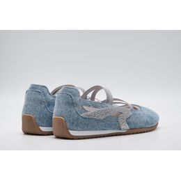 Replay Damen Sneaker Ballerinas, Gr. 37denim, Textil, kontrastfarbene Details, used, Schuhe, Slipper, Sommerschuh, Schlupfschuh mit seitlichen