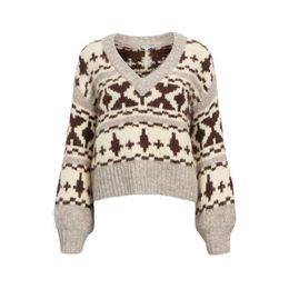 Object Pullover 'OBJAZTEC' Damen Gr&ouml;&szlig;e XL creme / beigemeliert / dunkelbraun
