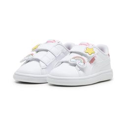 Puma M&auml;dchen Sneaker "SMASH 30 BADGES V INF", Gr. 27, wei&szlig;, Synthetik, Schuhe, mit Klettverschluss, mit SOFTFOAM+ D&auml;mpfung, aus Synthetik