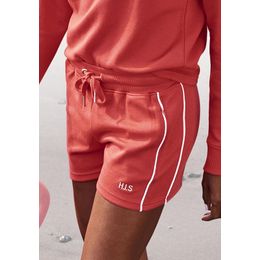 H.I.S. H.I.S Damen Shorts, Gr. 52, rot, Interlock, Obermaterial: 60% Baumwolle, 40% Polyester, bestickt, unifarben, Basic, Hosen, mit Piping und