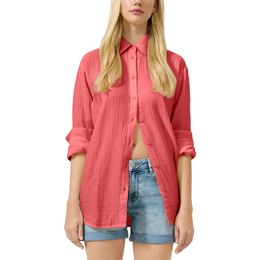 QS Damen Longbluse, rosa, Gr. 38, unifarben, Web, Obermaterial: 100% Baumwolle, Blusen