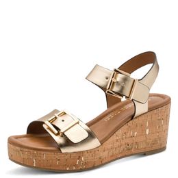 Marco Tozzi Damen Sandalette, Gr. 39goldfarben, Lederimitat, metallic, Schuhe, Plateau, Riemchensandale mit zwei verstellbaren Schnallen