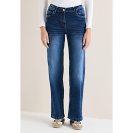 Cecil Damen Slim-fit-Jeans, blau, Gr. 29, unifarben, Jeans, 78% Baumwolle, 20% Polyester, 2% Elasthan, Jeans, High Waist