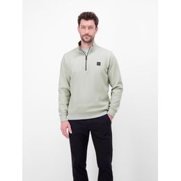 Lerros Herren Sweatshirt "Troyer mit Rei&szlig;verschlusskragen", gr&uuml;n, Gr. L, 83% Baumwolle, 16% Polyester, 1% Elasthan, Sweatshirts