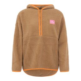 Zwillingsherz Damen Hoodie ""Zwillingsherz""taupe, Gr. M, kontrastfarbene Details, unifarben, Pl&uuml;sch, Obermaterial: 100% Polyester, Sweatshirts,