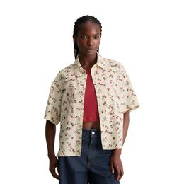 Marc O'Polo Damen Kurzarmbluse "aus LENZING ECOVERO -Baumwolle-Mix"sanftes wei&szlig;, Gr. XXL, MARC O'POLO DENIM, bedruckt, Obermaterial: 73% Viskose, 27% Baumwolle,