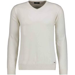 Ragman Herren V-Ausschnitt-Pullover, wei&szlig;, Gr. L, Strick, 95% Baumwolle, 5% Kaschmir, Pullover