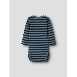 name it Jungen Langarmbody "NBNBANIO LS BODY NOOS", Gr. 80, blau, Jersey, Obermaterial: 57% Baumwolle, 38% Modal, 5% Elasthan, gestreift, Bodys,