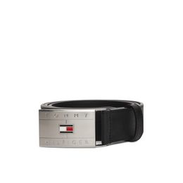 Tommy Hilfiger Herren Lederg&uuml;rtel "TH FLAG PLAQUE", schwarz, Gr. 105, Rindsleder, G&uuml;rtel