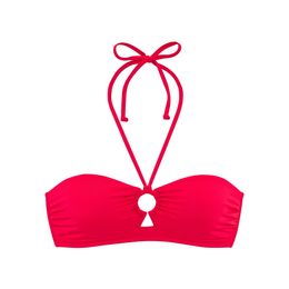 s.Oliver Damen Bandeau-Bikini-Top "Beverly", rot, Gr. 42, unifarben, Recycling-Polyamid, Bikini-Oberteile, mit kontrastfarbigem Zierring