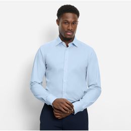 OLYMP Herren Langarmhemd "Level Five", blau, Gr. 42, Web, Obermaterial: 97% Baumwolle, 3% Elastolefin, Hemden, Under-Button-down-Kragen,