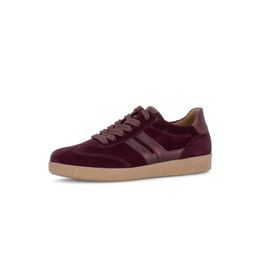 Gabor Damen Sneaker, Gr. 43mulberry, Glattleder, Veloursleder, unifarben mit Farbeinsatz, Schuhe, Freizeitschuh, Halbschuh, Schn&uuml;rer, Kontrastbesatz