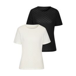 Vivance Damen Kurzarmshirt "mit sommerlichem Ajour-Muster", schwarz, Gr. 40, Feinstrick, Obermaterial: 60% Baumwolle, 40% Polyester, Shirts, aus