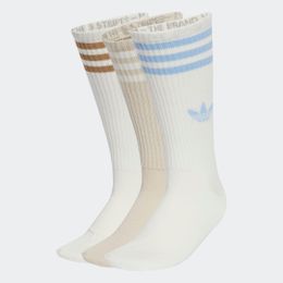 Damen Sportsocken "3-STREIFEN HIGH CREW, 3 PAAR", adidas originals, Gr. L, wei&szlig;, Obermaterial: 51% Baumwolle, 46% Polyester, 2% Elasthan, 1% sonstige