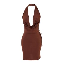 Trendyol Kleid Damen Gr&ouml;&szlig;e 38 schoko Sommerkleid
