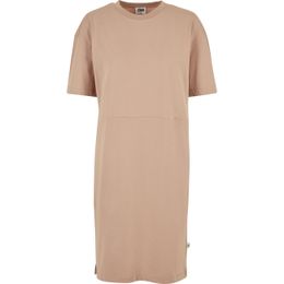 Urban Classics Damen A-Linien-Kleid "Urban Classics Damen Ladies Organic Oversized Slit Tee Dress", beige, Gr. M, unifarben, 100% Baumwolle, Kleider