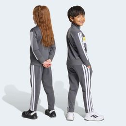 Jungen Trainingsanzug "SEASONAL ESSENTIALS TIBERIO 3-STREIFEN TRICOT KIDS", grau, Gr. 110, adidas Sportswear, Obermaterial: 100% Polyester,