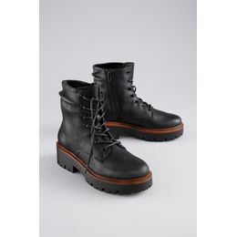 ANISTON SHOES Damen Schn&uuml;rboots, Gr. 38, schwarz, Lederimitat, Schuhe, Stiefelette, Schn&uuml;rboots, Blockabsatz