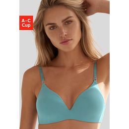 Lascana Damen Bralette-BH "Alexia", Gr. 85, blau, Microtouch, Obermaterial: 60% Polyamid, 35% Polyester, 5% Elasthan, BHs, mit Push-up-Kissen & zwei