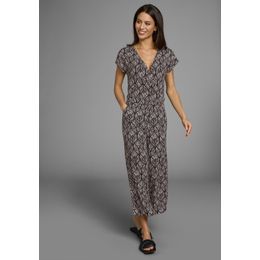 Laura Scott Damen Jumpsuit, schwarz, Gr. 38, gemustert, Jersey, Obermaterial: 95% Viskose, 5% Elasthan, Overalls, mit geometrischem Muster