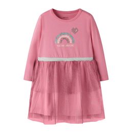 name it Kleid 'NMFLahappi' M&auml;dchen Gr&ouml;&szlig;e 98 pitaya / pastellpink / silber