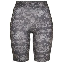 Urban Classics Damen Stoffhose "Urban Classics Damen Ladies High Waist Camo Tech Cycle Shorts", grau, Gr. M, 77% Polyester, 23% Elasthan, Hosen
